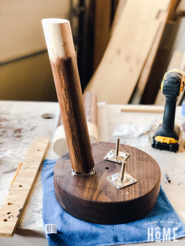 How to attach 11 Degree Angled Leg Mounting Plates to Walnut Stool Top ...