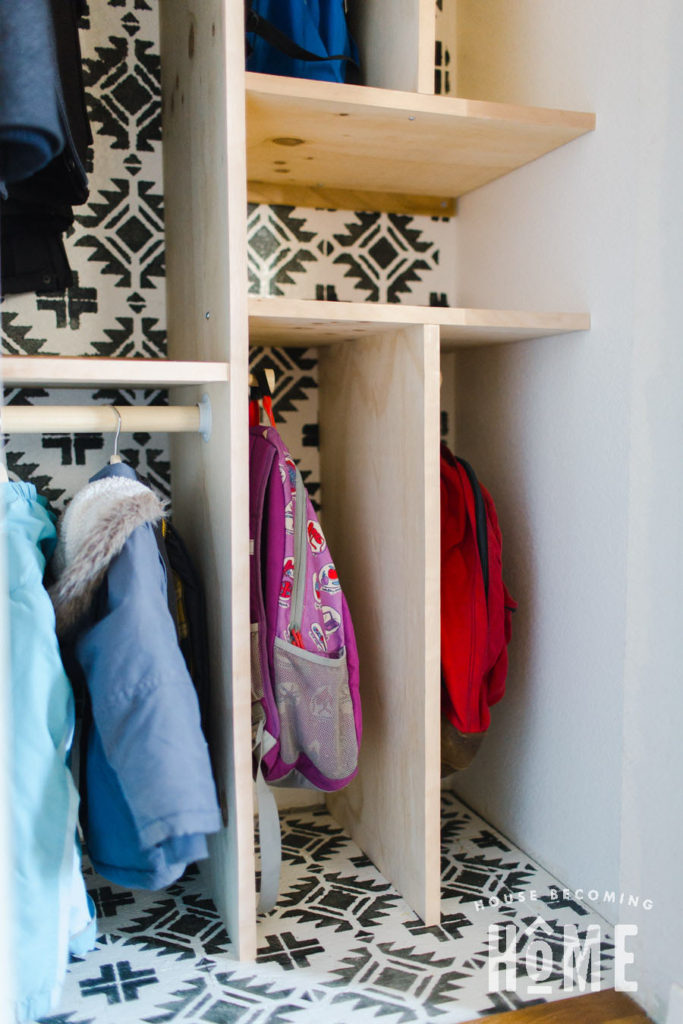 Small Coat Closet Makeover with Room for Four Backpacks - House ...