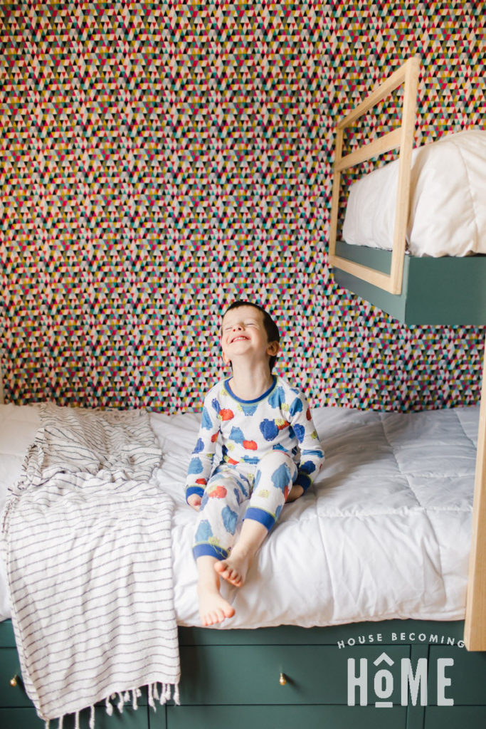 DIY Fabric Feature Wall in Kids Bedroom - House Becoming Home